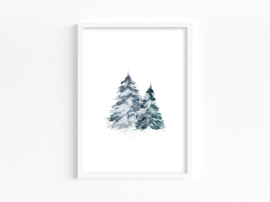 Watercolor Pine Tree Art Evergreen Tree Print Pine Tree Wall - Etsy