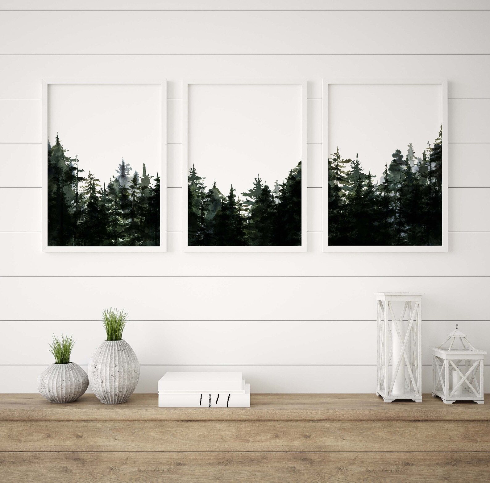 Watercolor Pine Tree Art Tree Wall Art Set Pine Tree Wall - Etsy