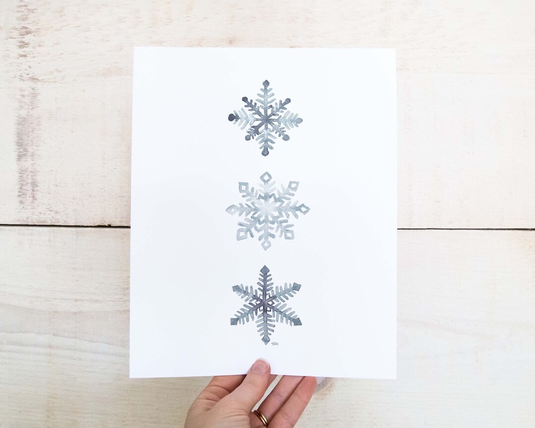 Watercolor Snowflake Print, Printable Winter Art, Winter Prints ...