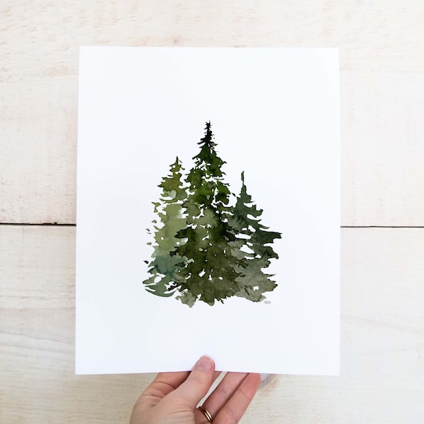 Watercolor Evergreen - Etsy