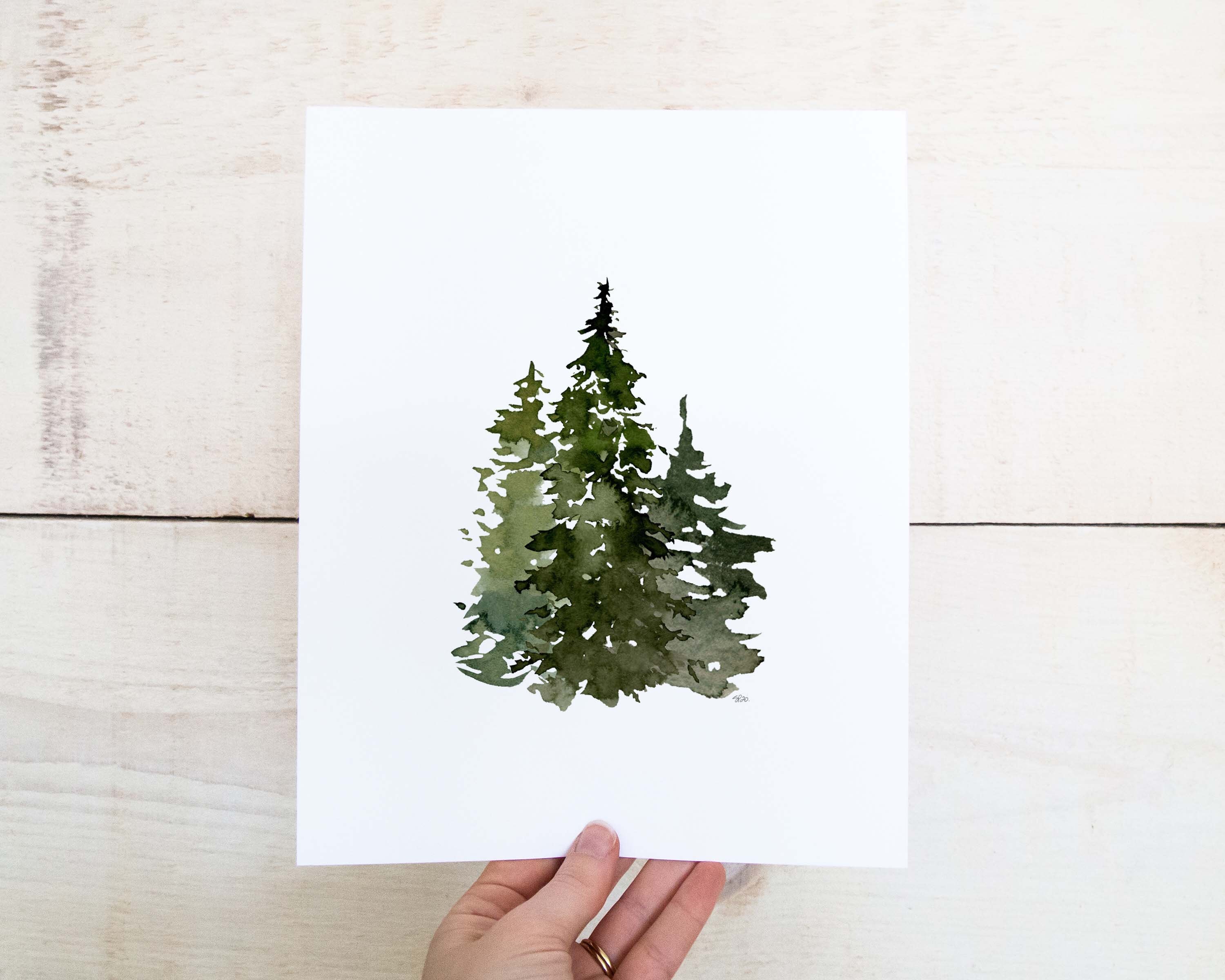 Watercolor Pine Tree Art Evergreen Tree Print Pine Tree Wall - Etsy
