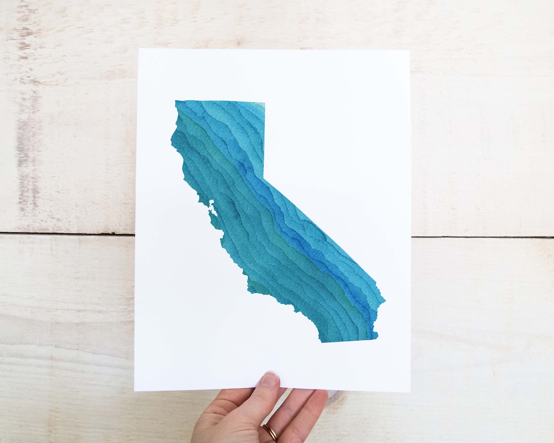 California Wall Art, Printable State Art, California Watercolor Print ...