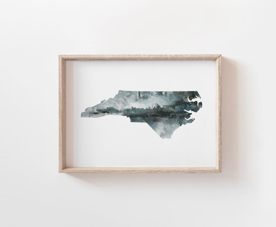 North Carolina Wall Art Watercolor State Print Wall Art for - Etsy