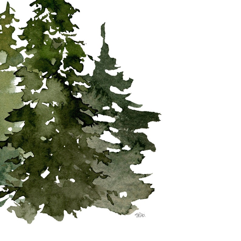 Watercolor Pine Tree Art Evergreen Tree Print Pine Tree Wall - Etsy
