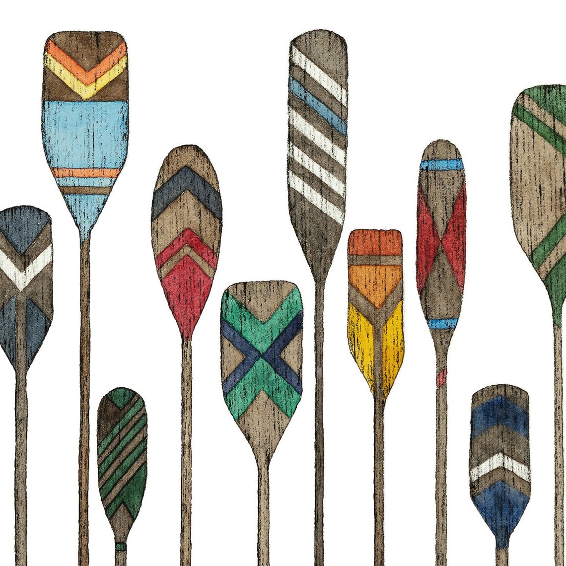 Watercolor Paddle Art Print: Scandinavian Cabin Decor - Etsy