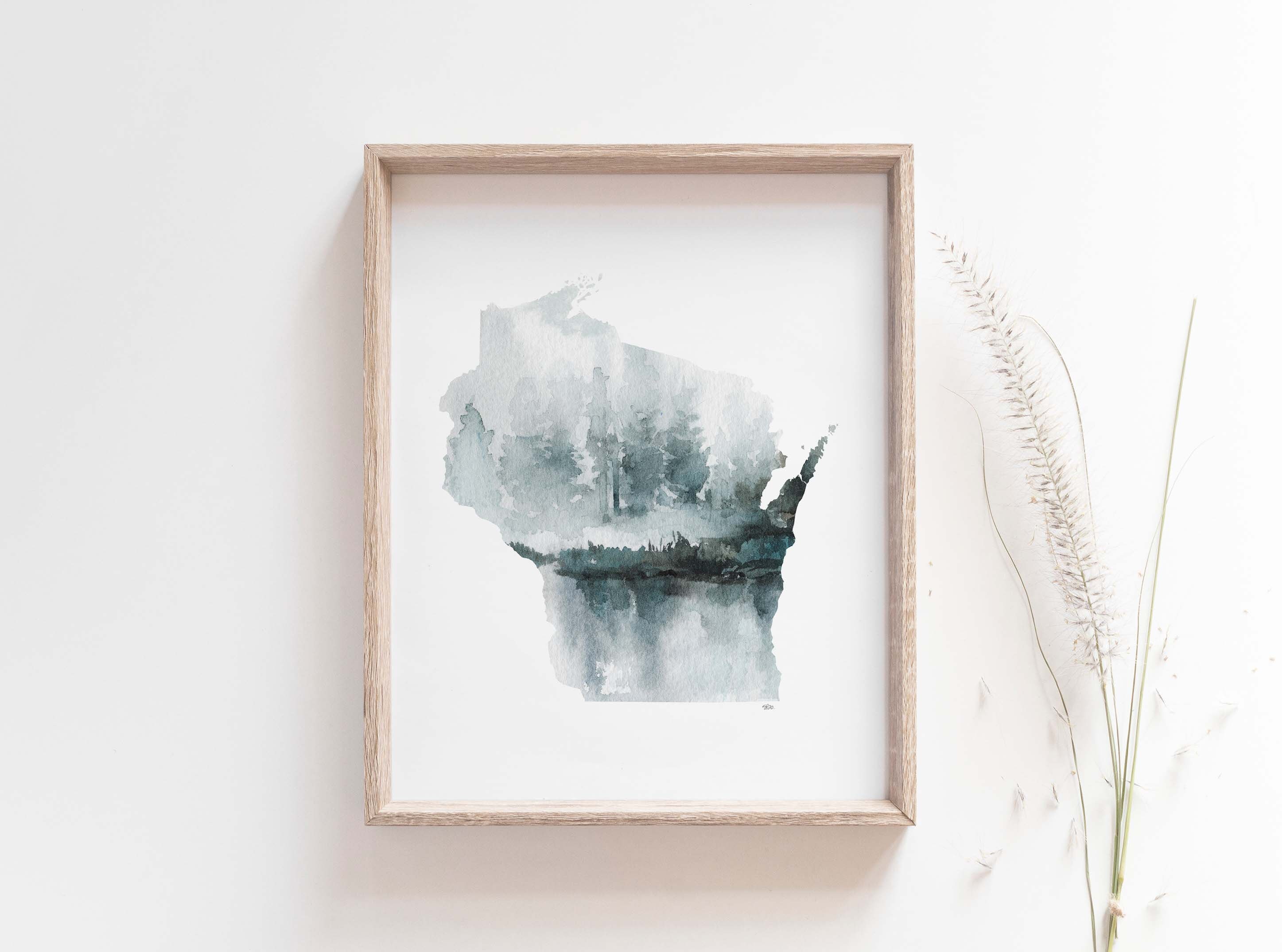 Watercolor Wisconsin Art Print: Calming Cabin Decor (digital Download ...
