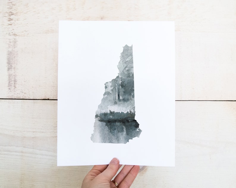 Watercolor New Hampshire State Art Print: Cabin Wall Decor - Etsy