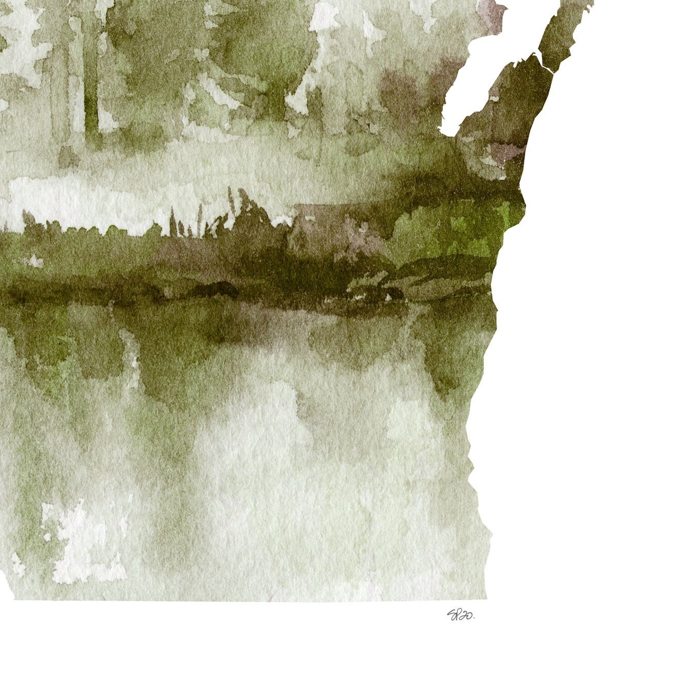 Watercolor Wisconsin State Art Print: Cabin Wall Decor - Etsy