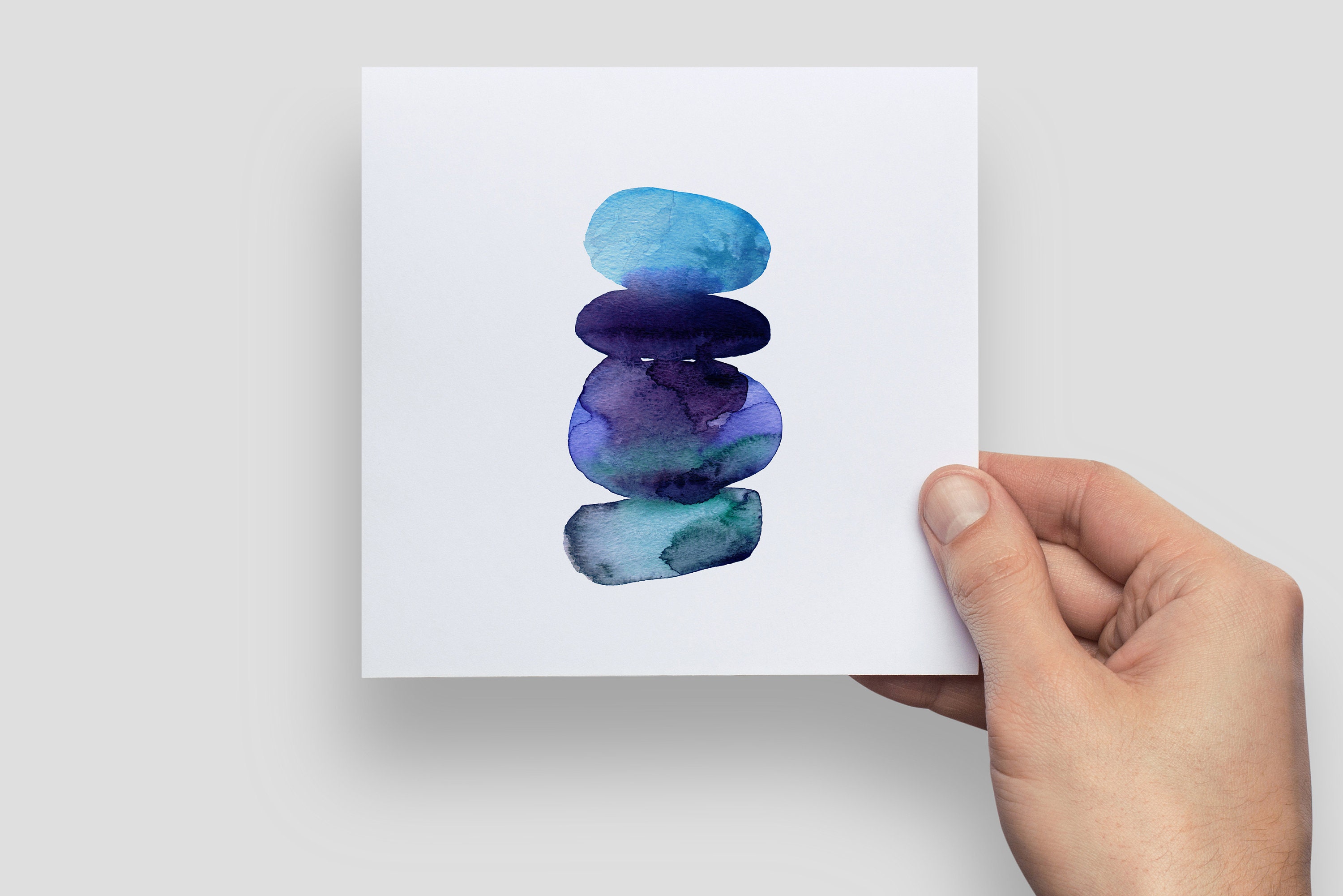 Stacked Stones Art Watercolor Mini Print Abstract Watercolor | Etsy