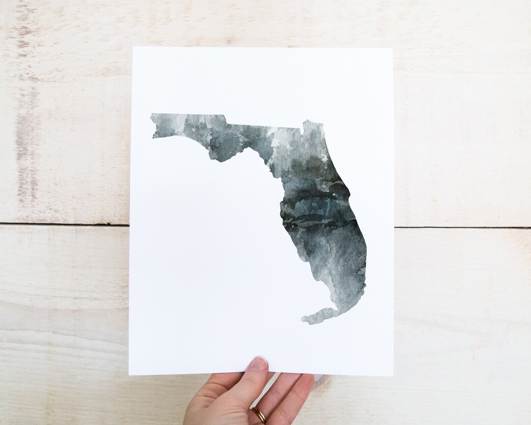 Watercolor Florida State Art Print (digital Download) - Etsy