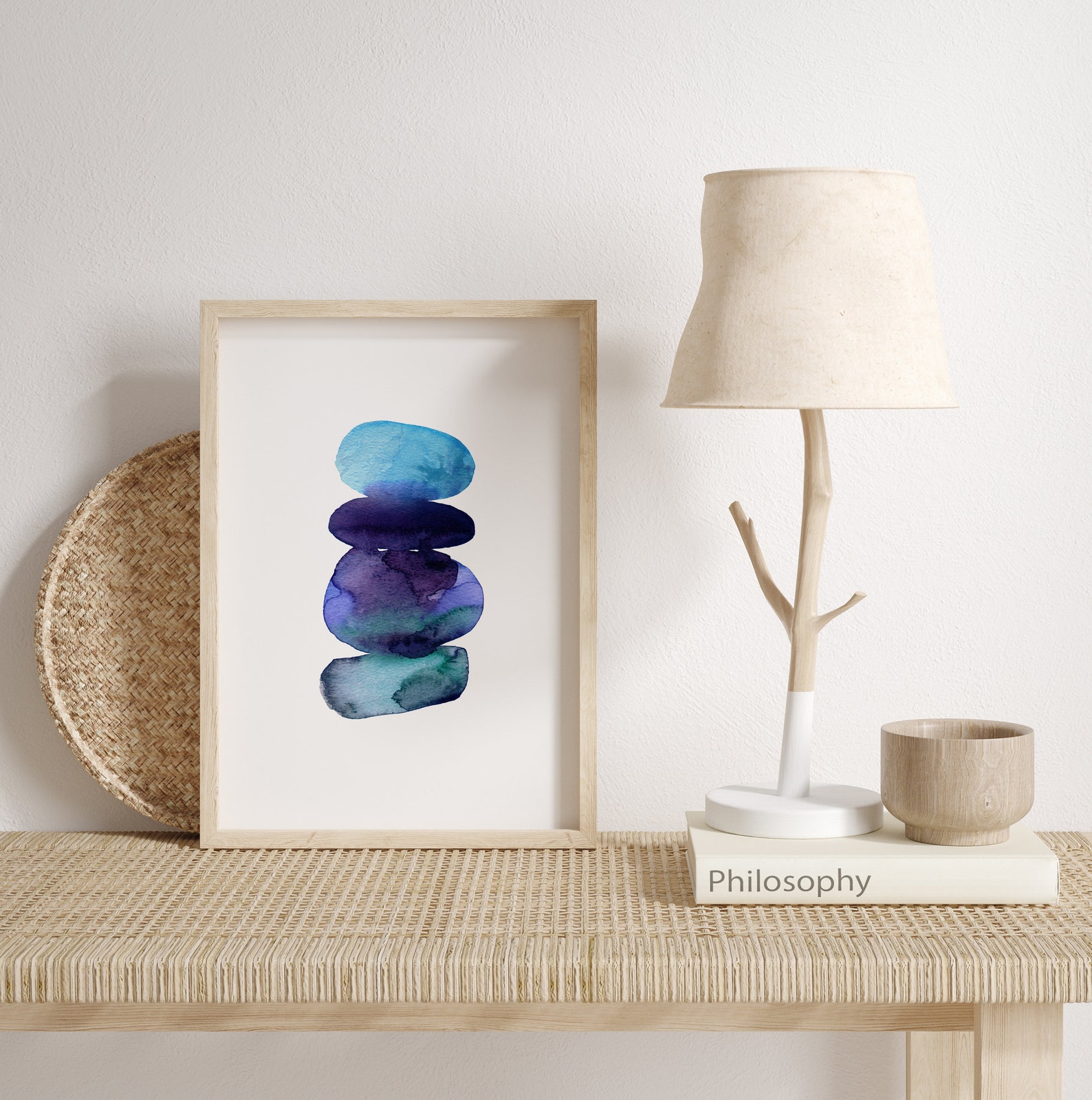 Stacked Stones Art Abstract Watercolor Print Lake Superior | Etsy