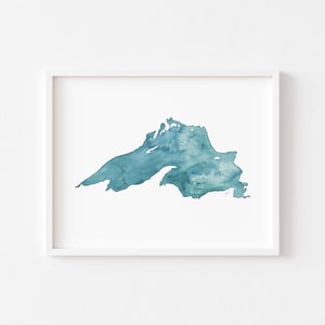 Lake Superior Art Print, Watercolor Lake Art, Duluth MN Art, Nature ...