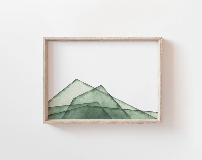 Geometric Mountain Art Watercolor Mountain Print Geometric - Etsy