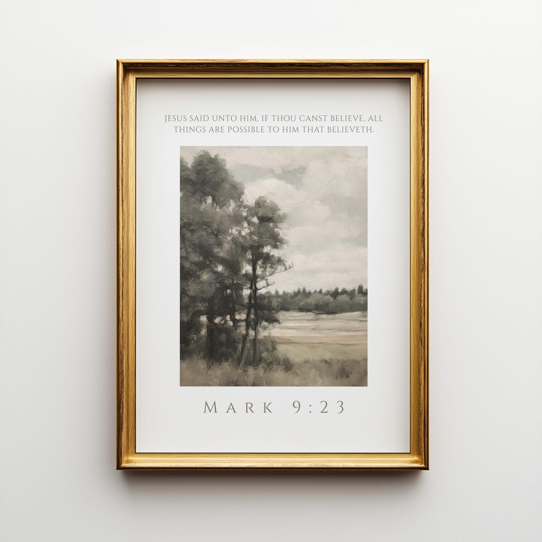 Bible Verse Wall Art, Mark 9:23, Christian Home Decor - Religious Art ...