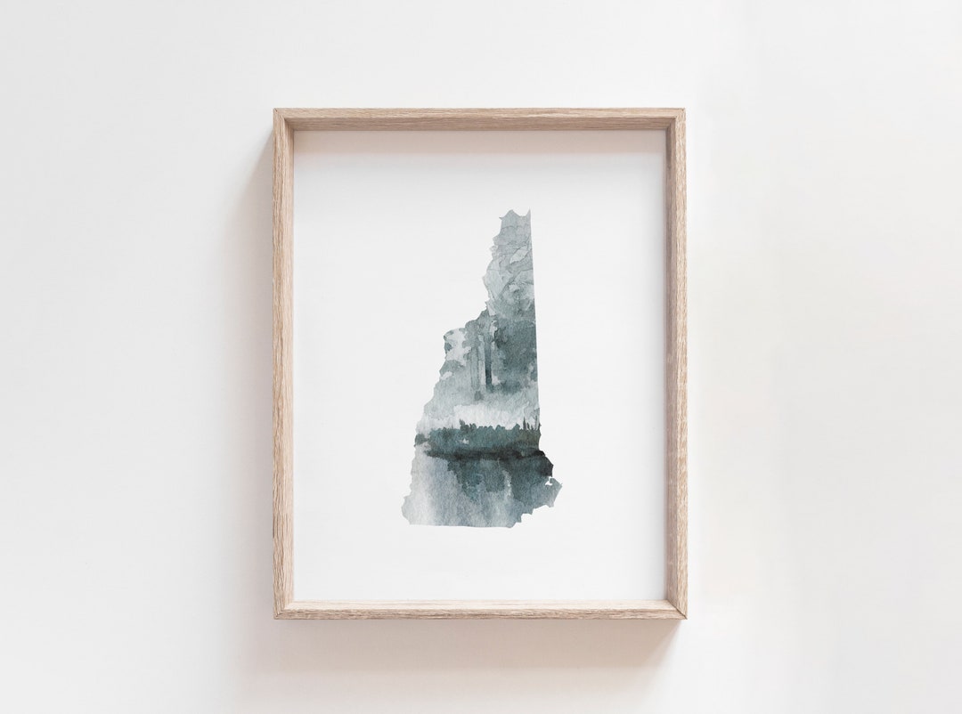 New Hampshire Wall Art, Watercolor State Print, Wall Art for Cabin ...