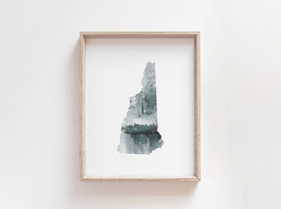 New Hampshire Wall Art Watercolor State Print Wall Art for | Etsy