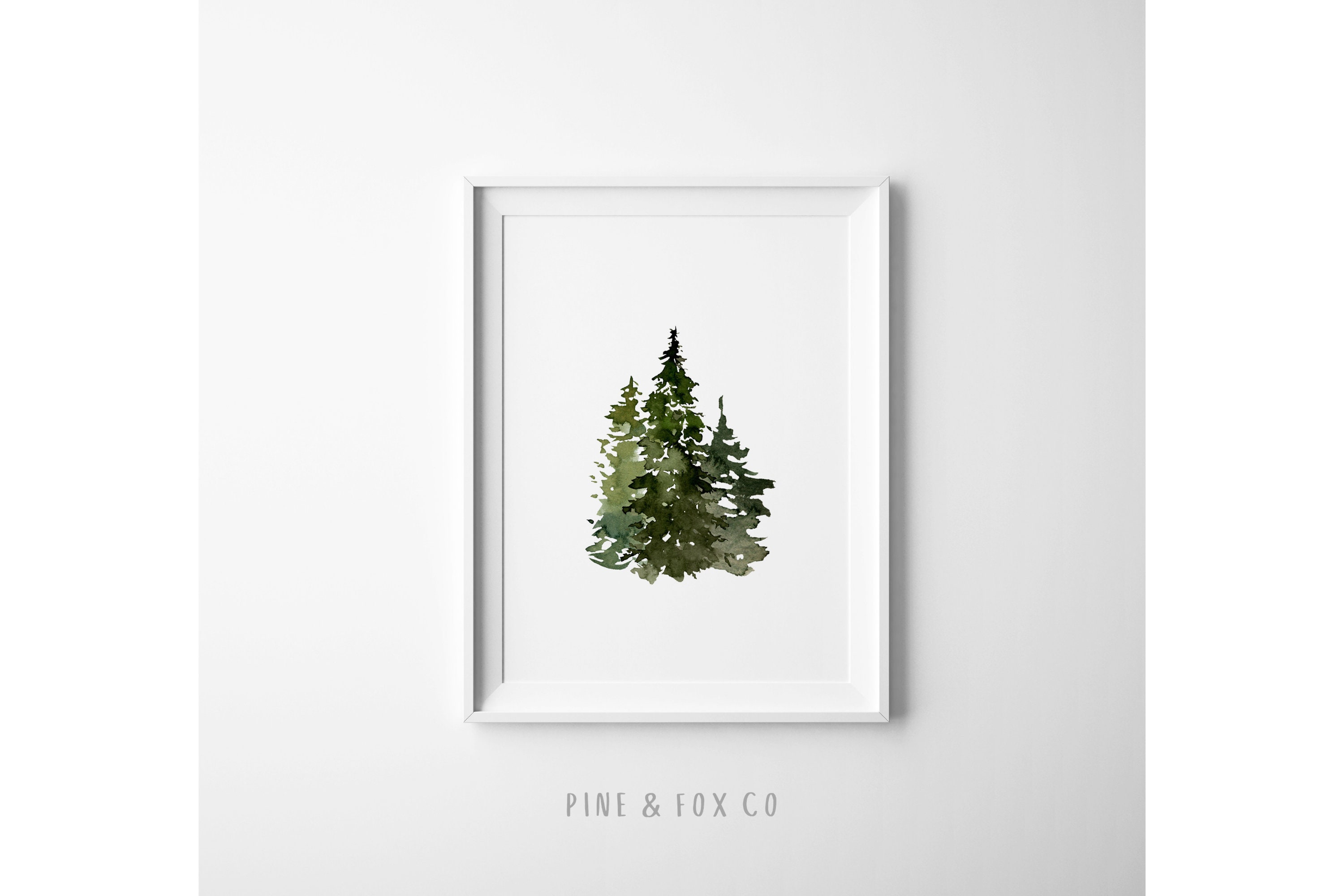 Watercolor Pine Tree Art Evergreen Tree Print Pine Tree Wall | Etsy