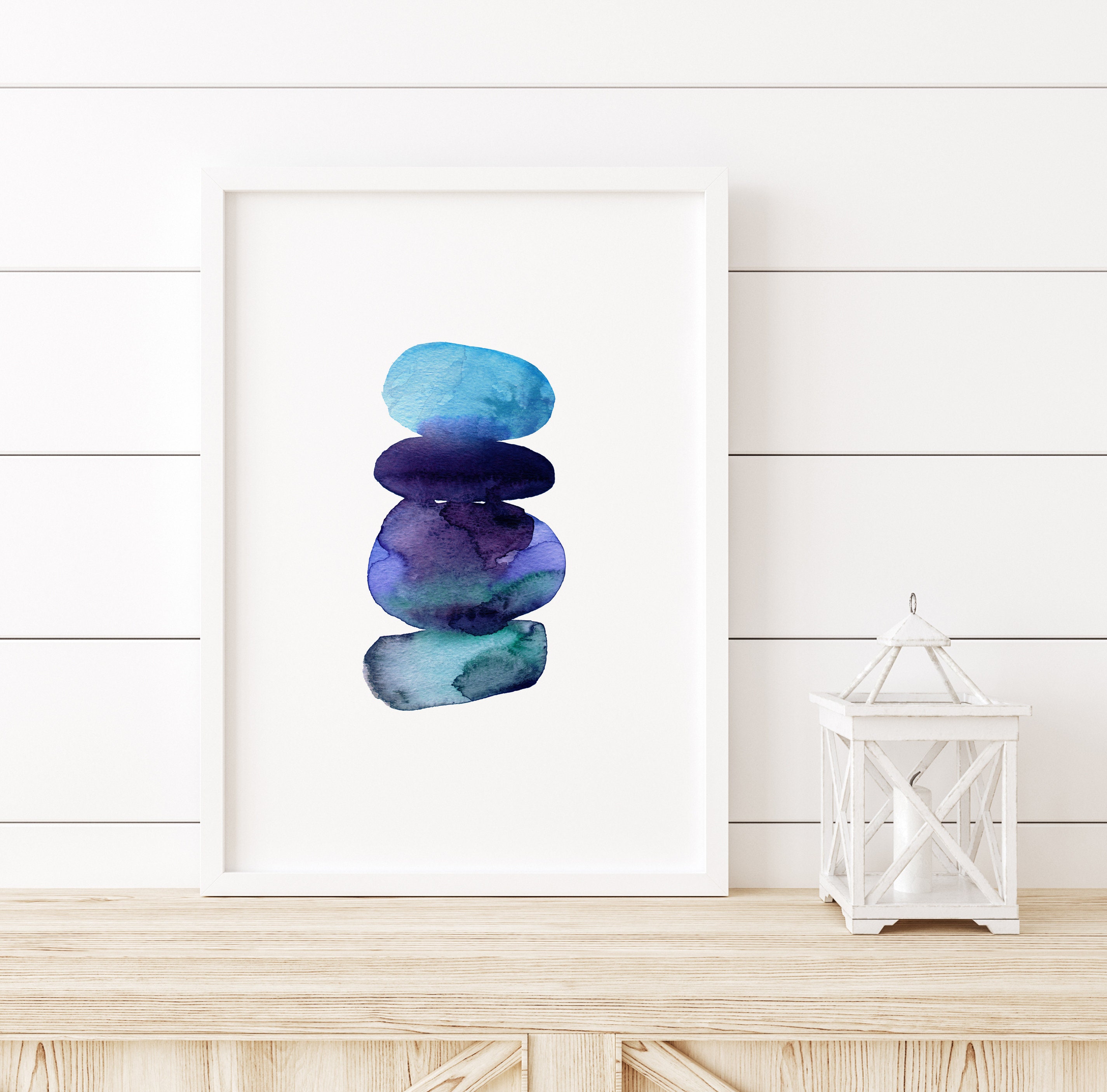 Stacked Stones Art Abstract Watercolor Print Lake Superior - Etsy