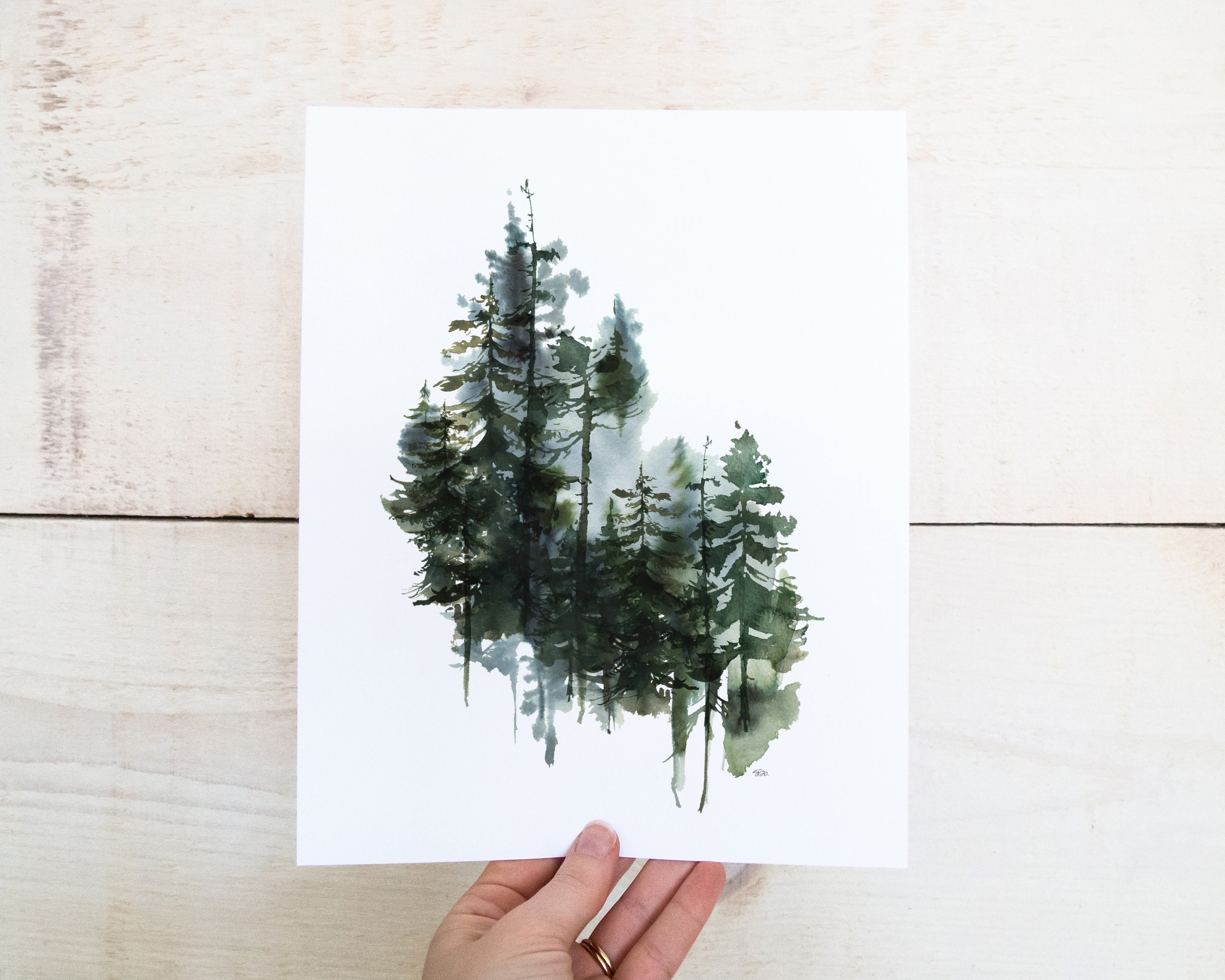 Pine Tree Print Watercolor Pine Tree Art Evergreen Print - Etsy