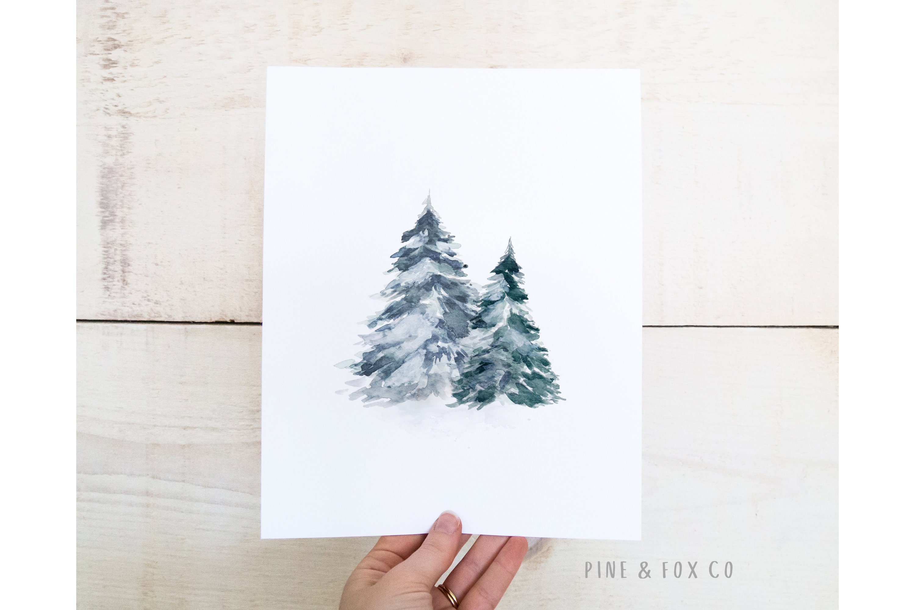 Watercolor Pine Tree Art Evergreen Tree Print Pine Tree Wall | Etsy