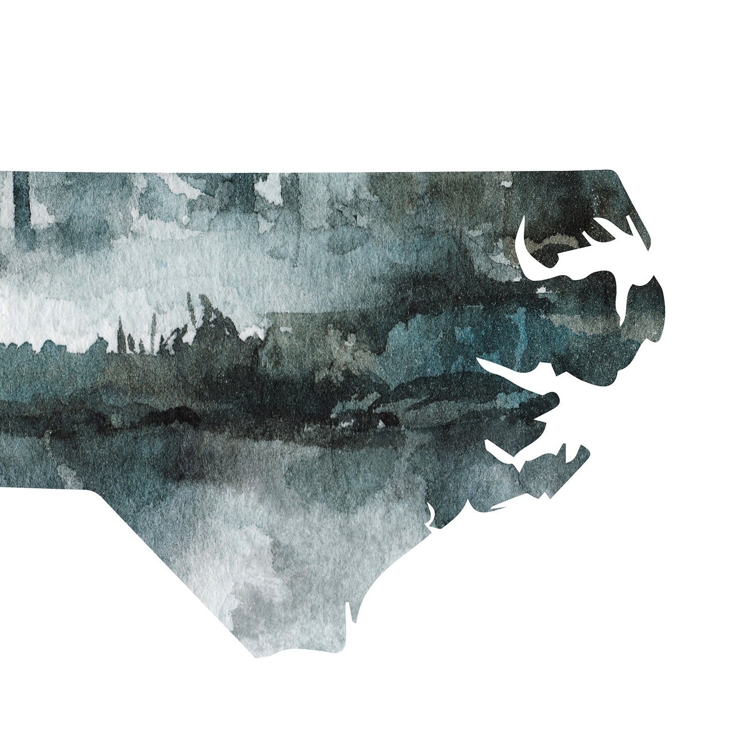 North Carolina Wall Art Watercolor State Print Wall Art for - Etsy