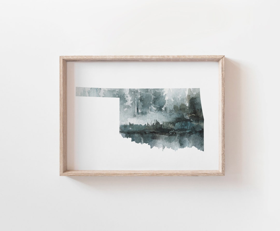 Oklahoma Wall Art, Watercolor State Print, Oklahoma State Art, Oklahoma ...