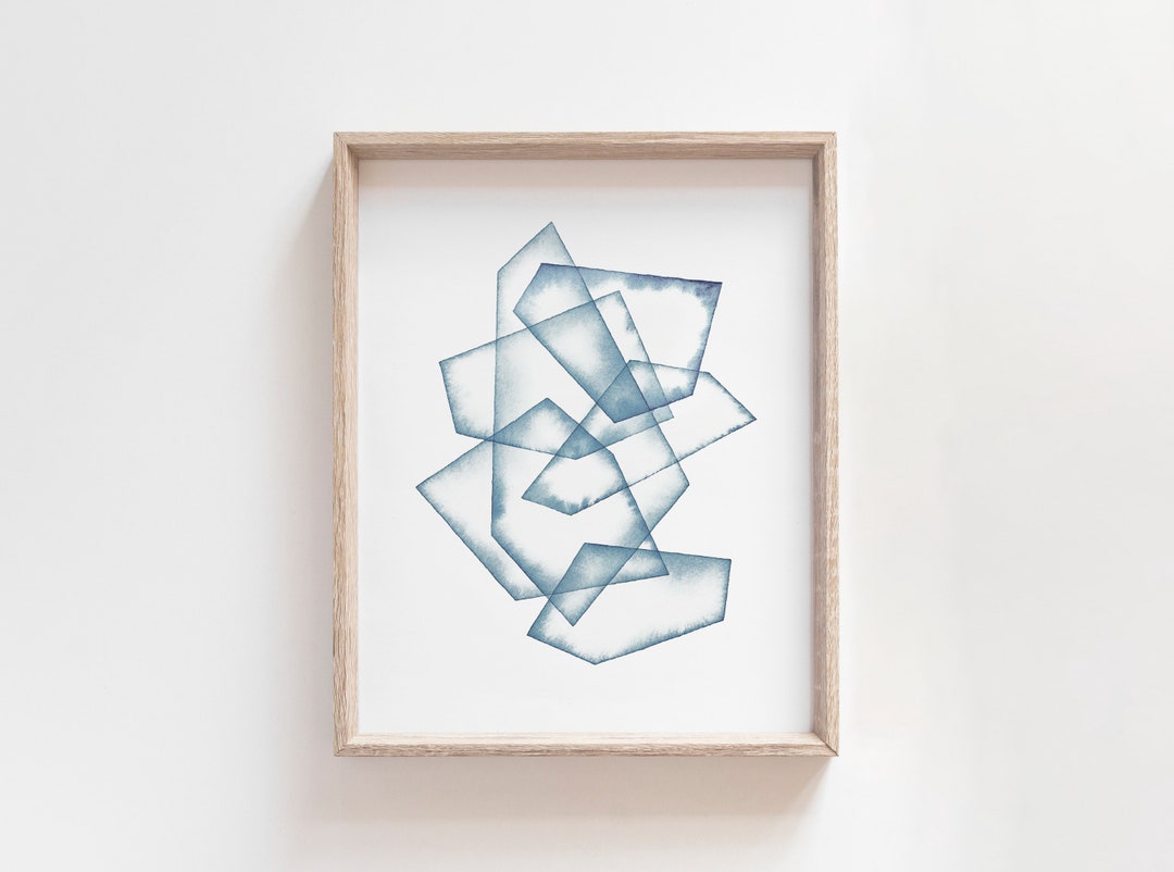 Geometric Watercolor Painting, Abstract Art, Geometric Wall Art, Modern ...