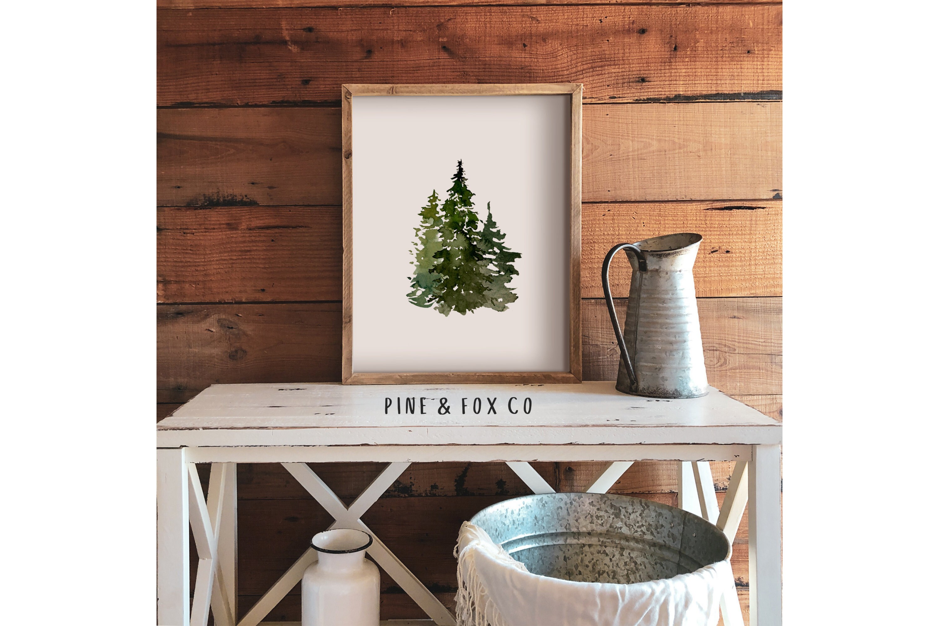 Watercolor Pine Tree Art Evergreen Tree Print Pine Tree Wall | Etsy