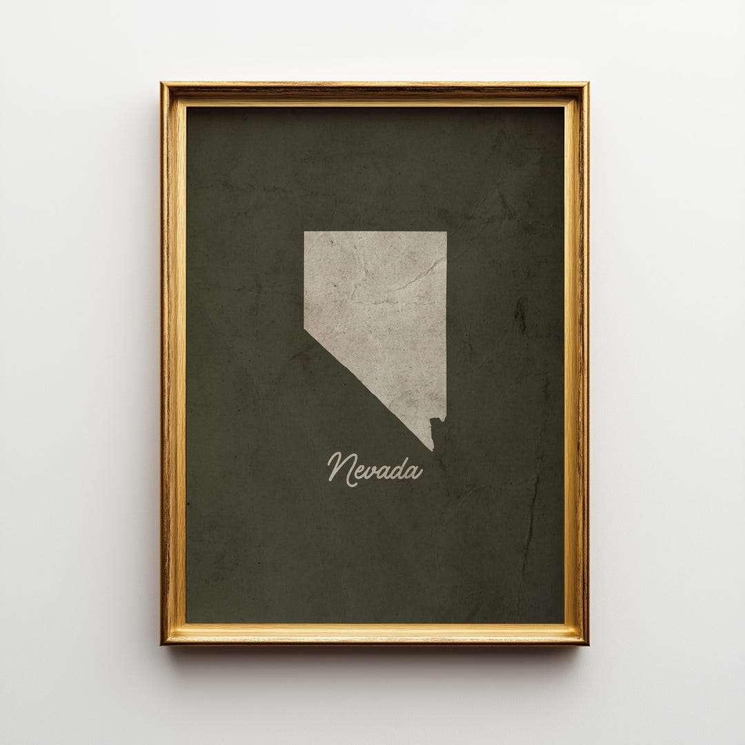 Vintage Nevada State Art Print: Nevada Wall Decor - Etsy
