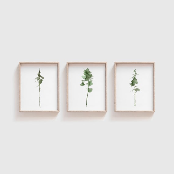 Evergreen Tree Art Watercolor Art Set of 3 Pine Tree Wall | Etsy