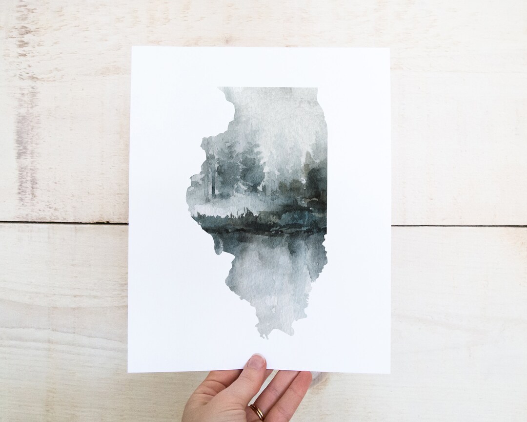 Watercolor Illinois State Art Print: Calming Nature Landscape (digital ...