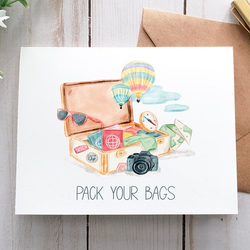 Pack Your Bags Going on A Trip Printable Card Digital Card | Etsy
