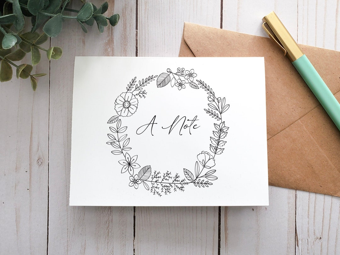 A Note Printable Card. Greeting Card. Digital Card. Simple Card. Black ...