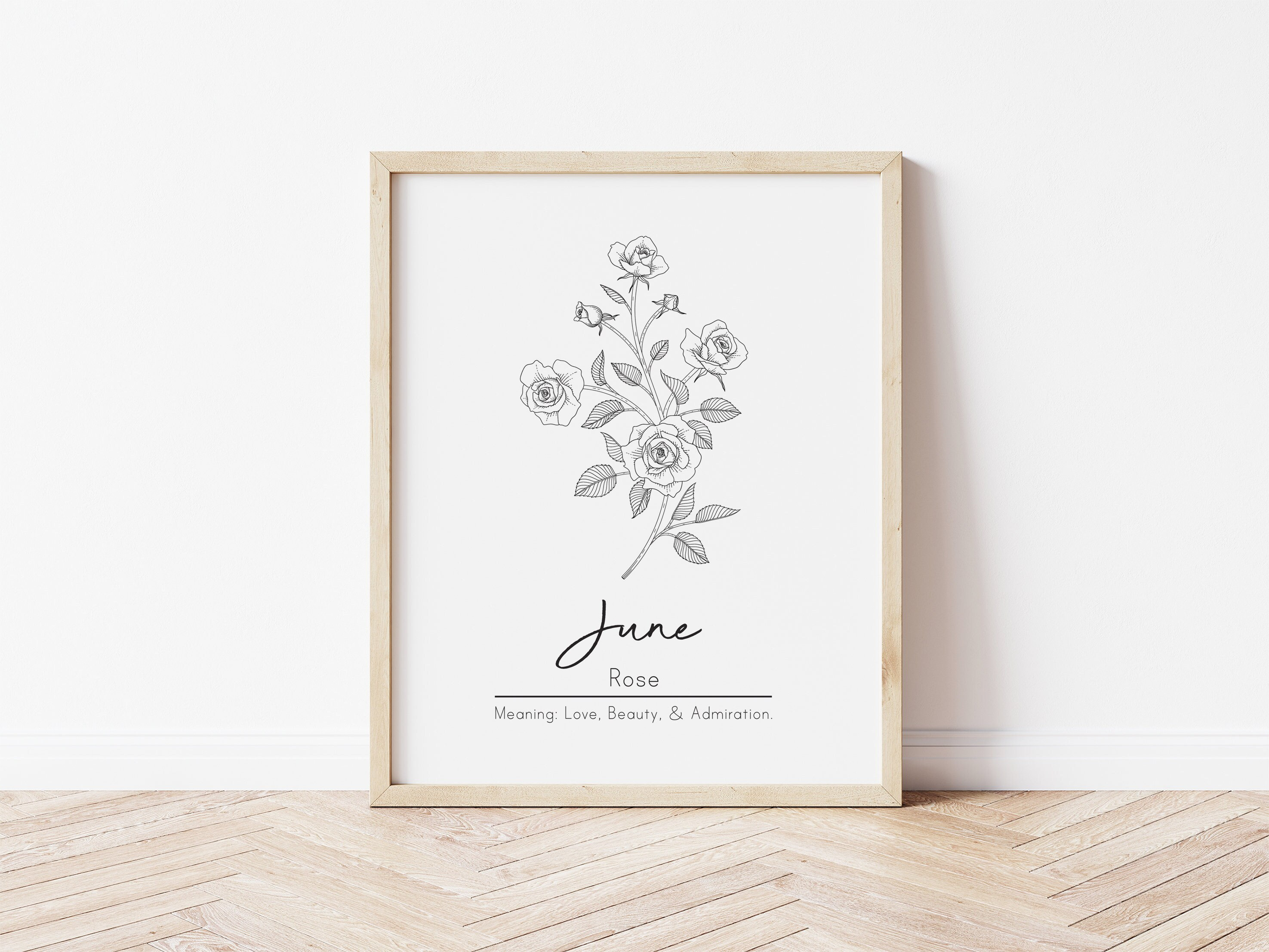 June Birth Month Flower, Rose Flower, Printable Wall Art, Digital Wall ...