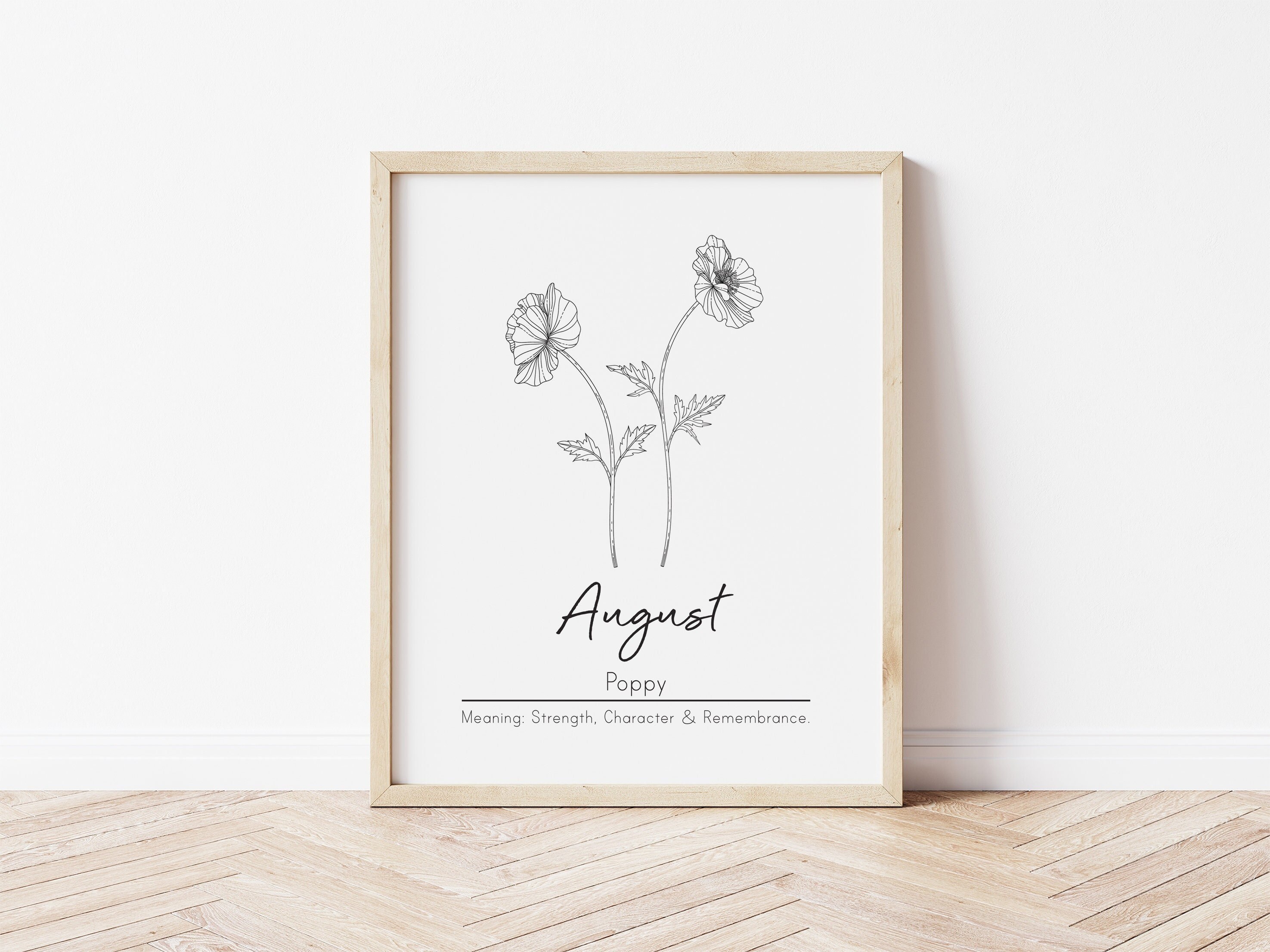 August Birth Month Flower, Poppy Flower, Printable Wall Art, Digital ...