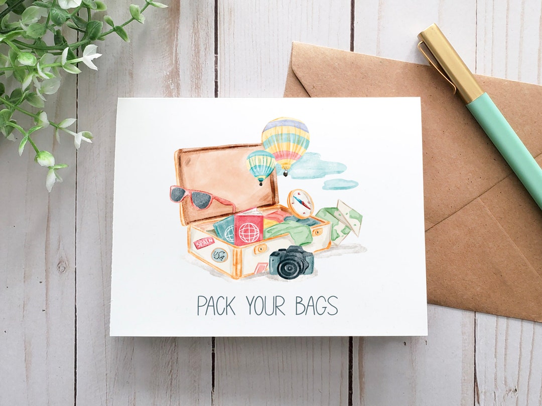 Pack Your Bags, Going on A Trip, Printable Card, Digital Card, Greeting ...