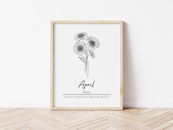April Birth Month Flower Daisy Flower Printable Wall Art | Etsy