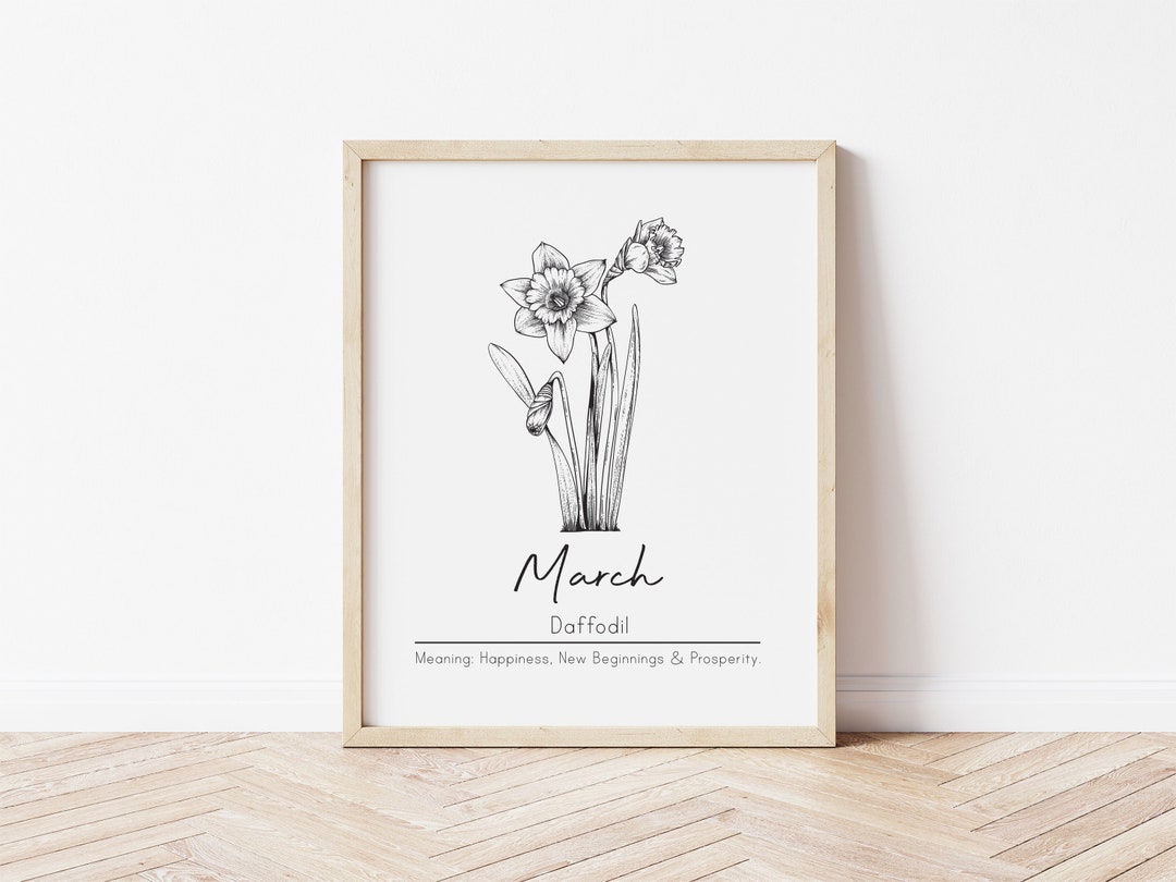March Birth Month Flower, Daffodil Flower, Printable Wall Art, Digital ...