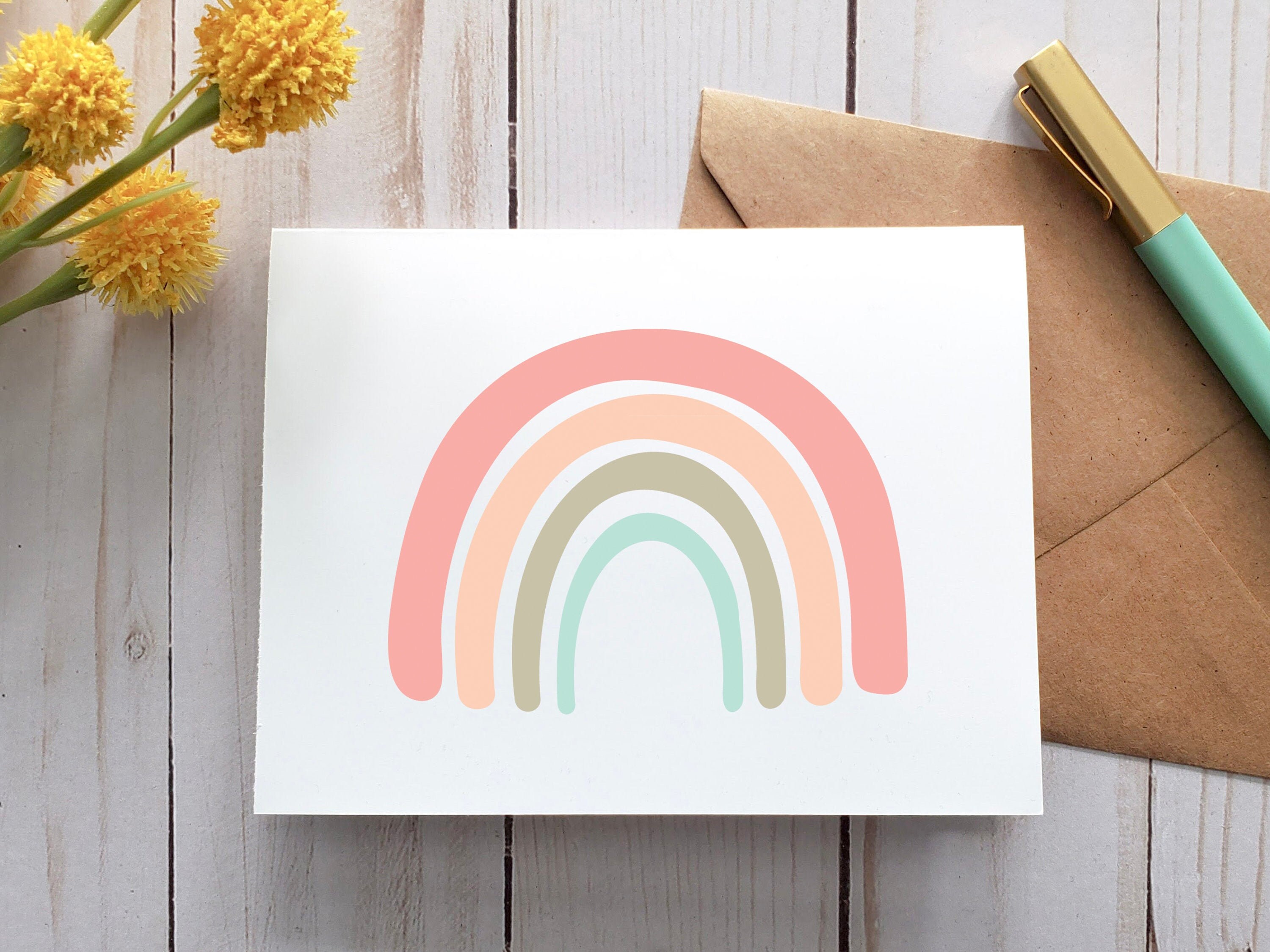 Blank Rainbow Notecard, Printable Card, Digital Card, Blank Note Card ...