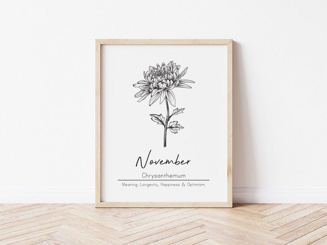 November Birth Month Flower, Chrysanthemum Flower, Printable Wall Art ...