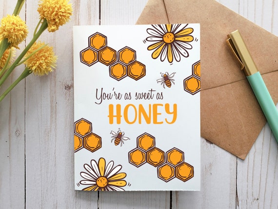 You're as Sweet as Honey Printable Card Digital Print | Etsy