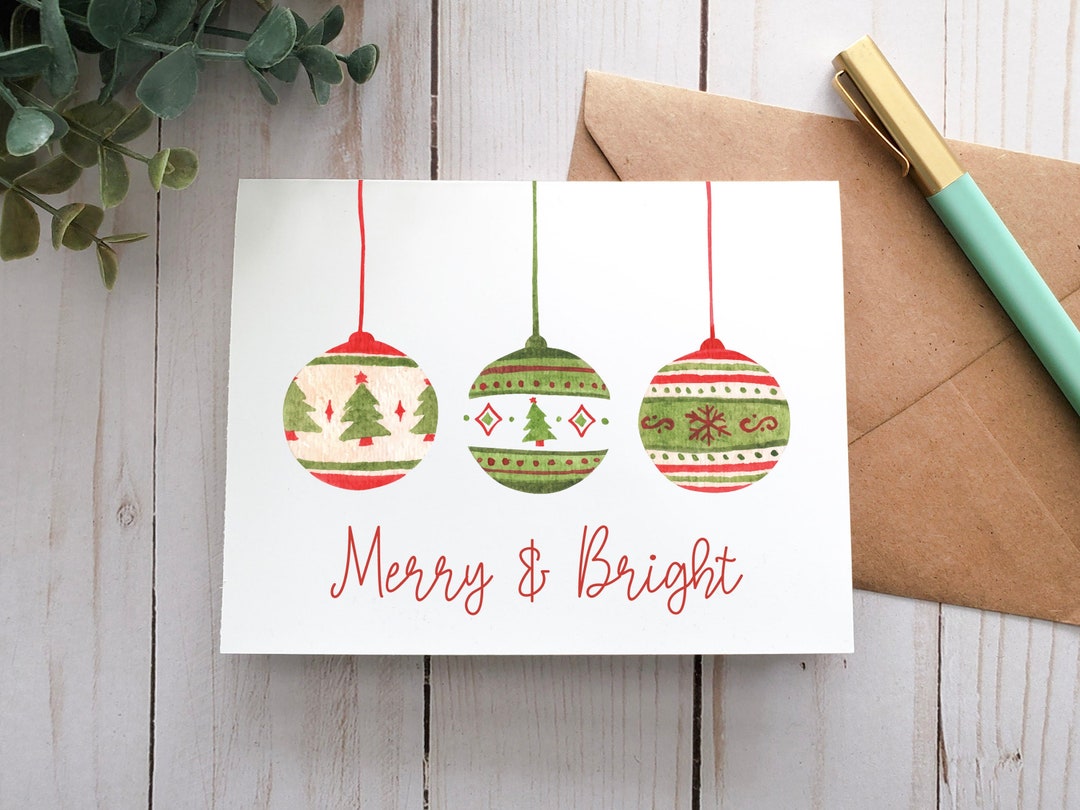 Merry and Bright Note Card, Printable Card, Digital Card, Greeting Card ...
