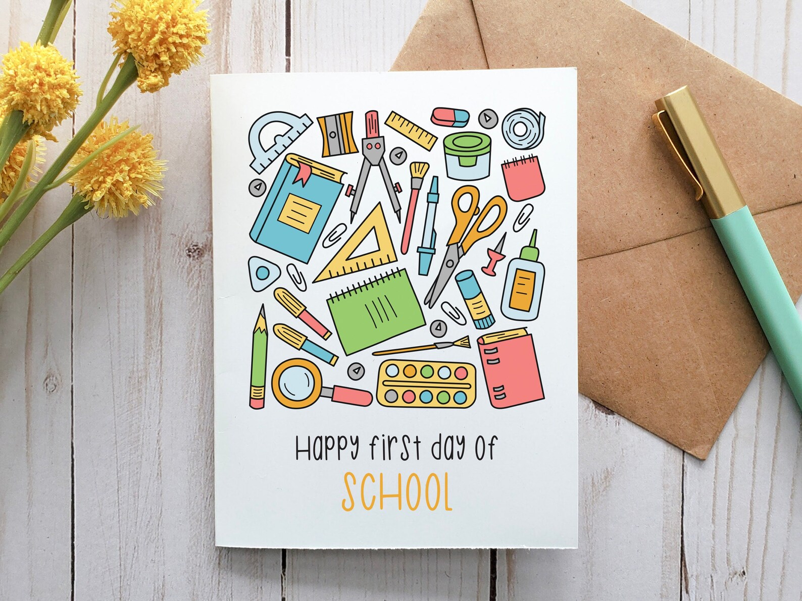 Happy First Day of School Card, Printable Card, Digital Card, Greeting ...