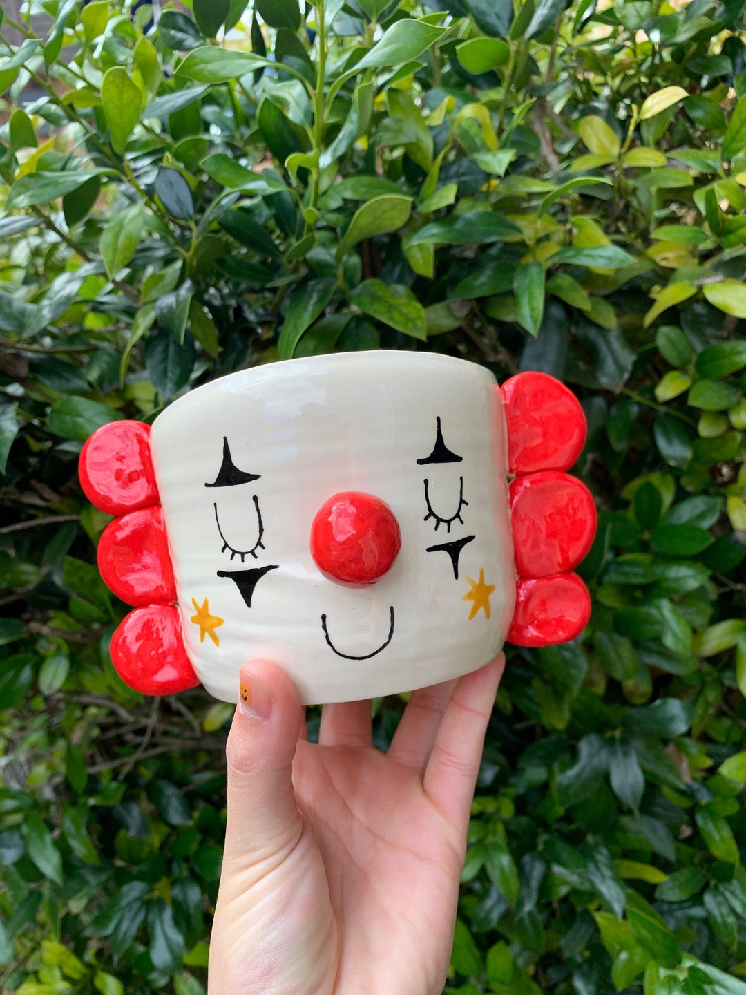 4 in Clown Planter | Hand Made Ceramic Planter Clown Core - Etsy