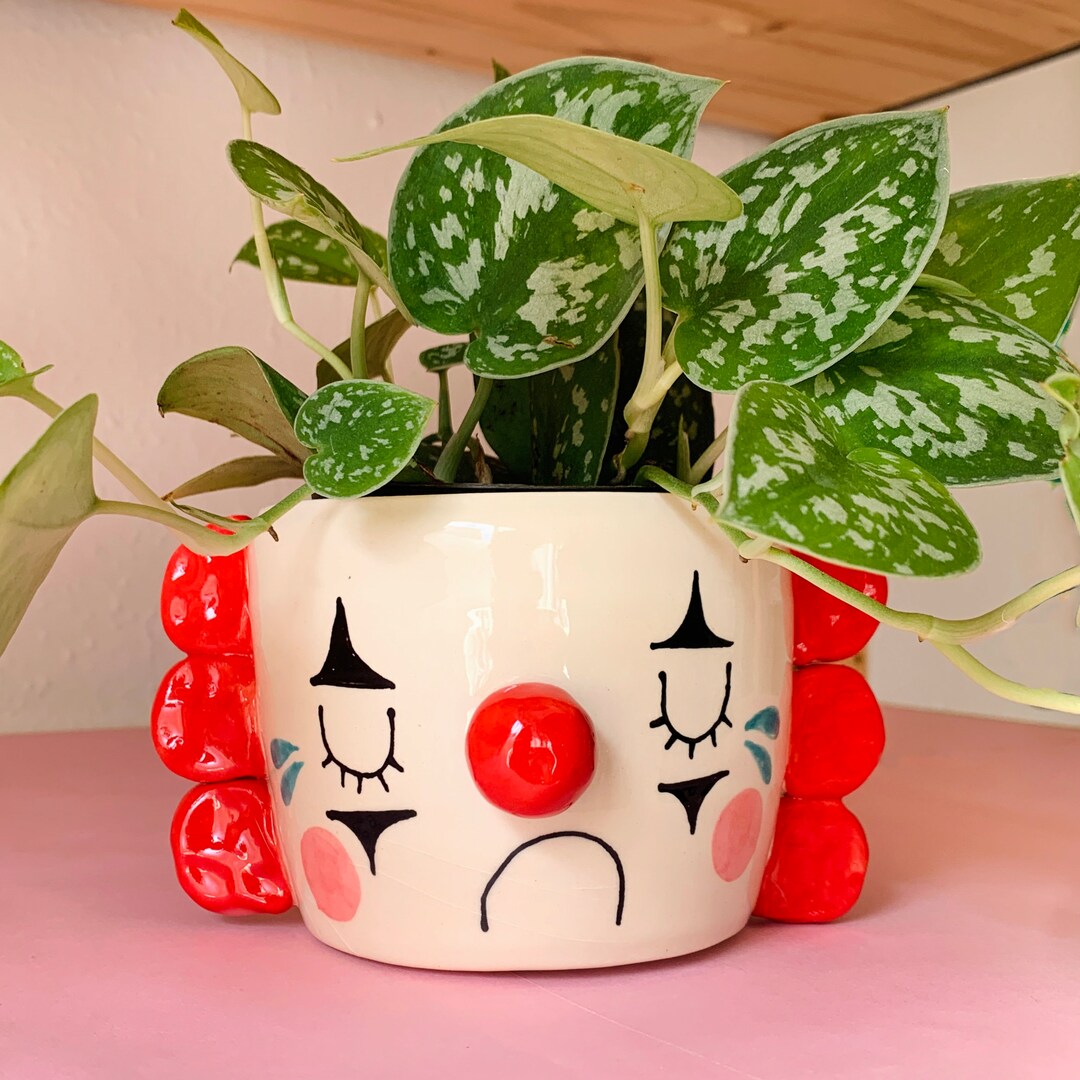 4 in Clown Planter Hand Made Ceramic Planter Clown Core - Etsy
