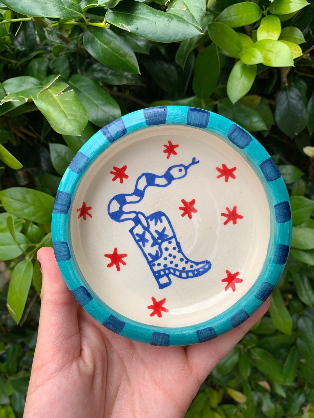Shallow Ceramic Bowl: Snake in My Boot Ceramic Pet Bowl - Etsy
