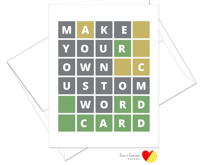Word Game Custom Edition Front Cover & Inside Message Customizable - Etsy