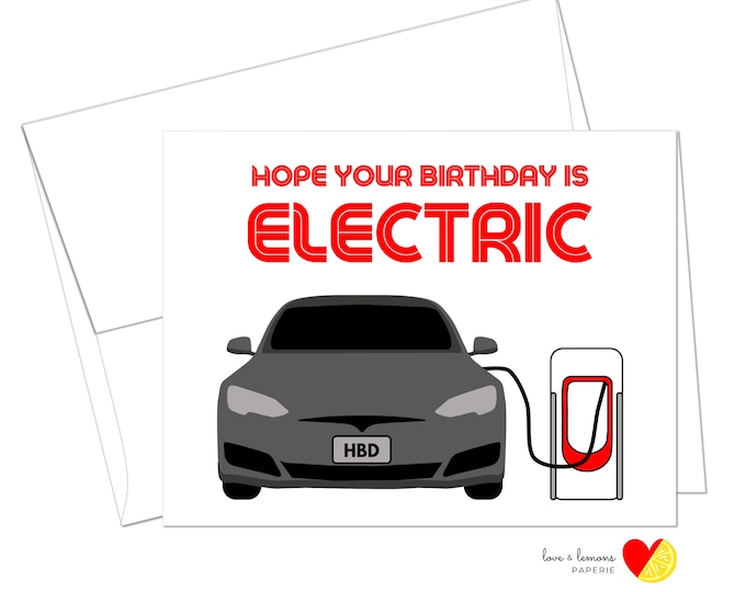 Hope Your Birthday is Electric Electric Vehicle Birthday Card Inside ...