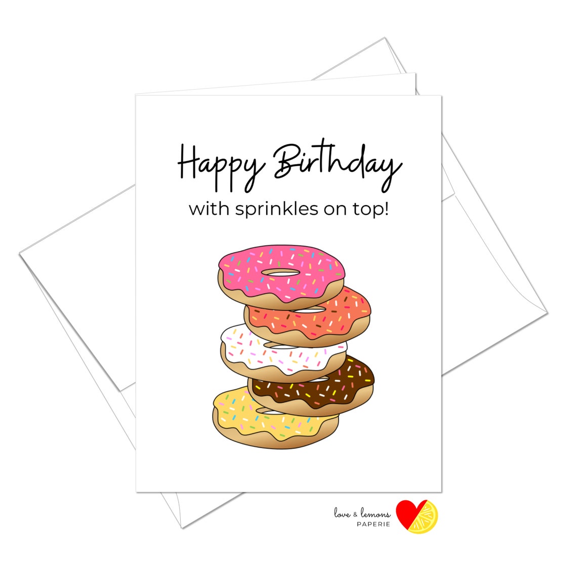 Happy Birthday With Sprinkles on Top - Donut Birthday Card - Blank ...