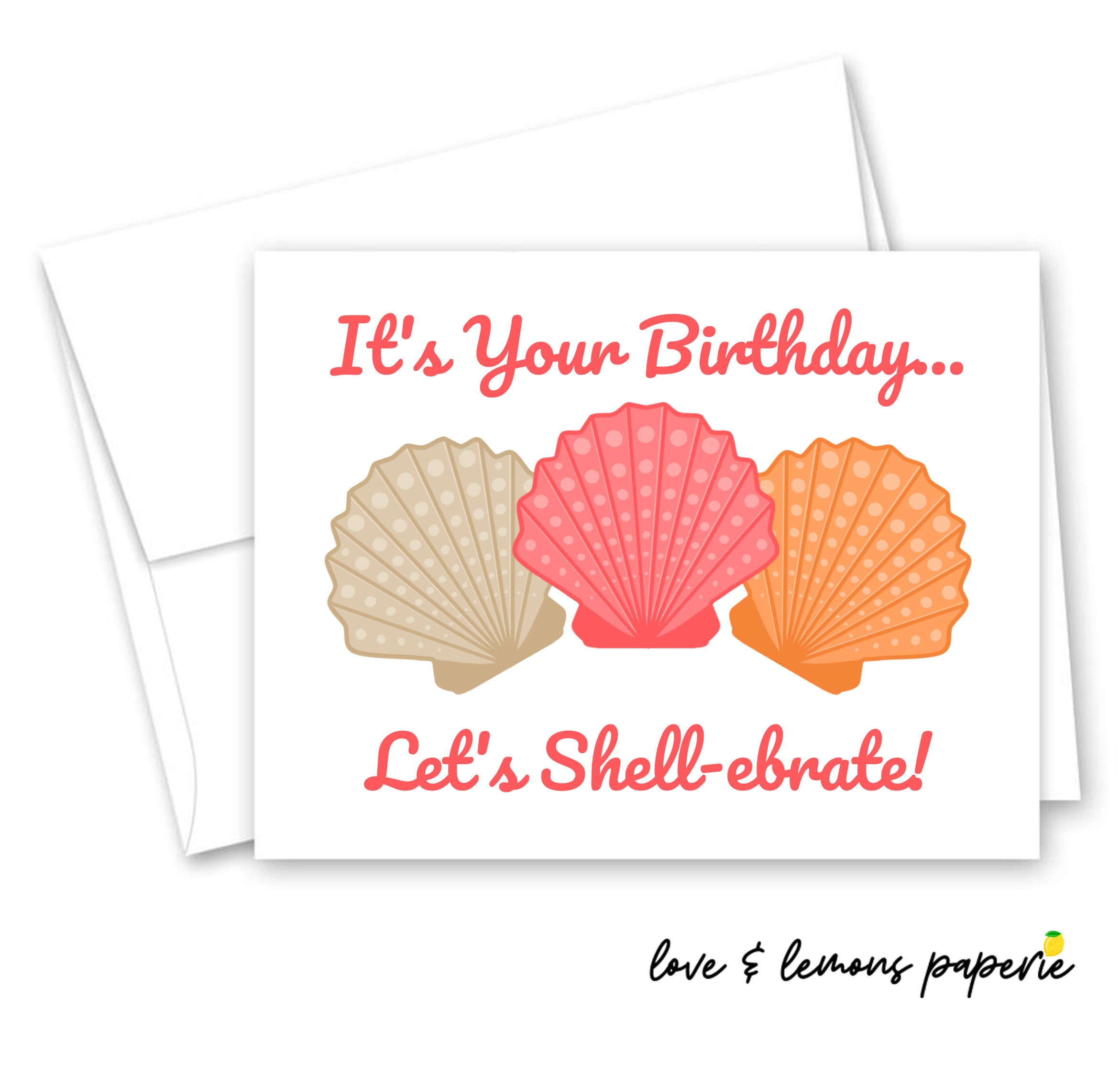 Summer Beach Themed Birthday Card: Seashell Let's | Etsy